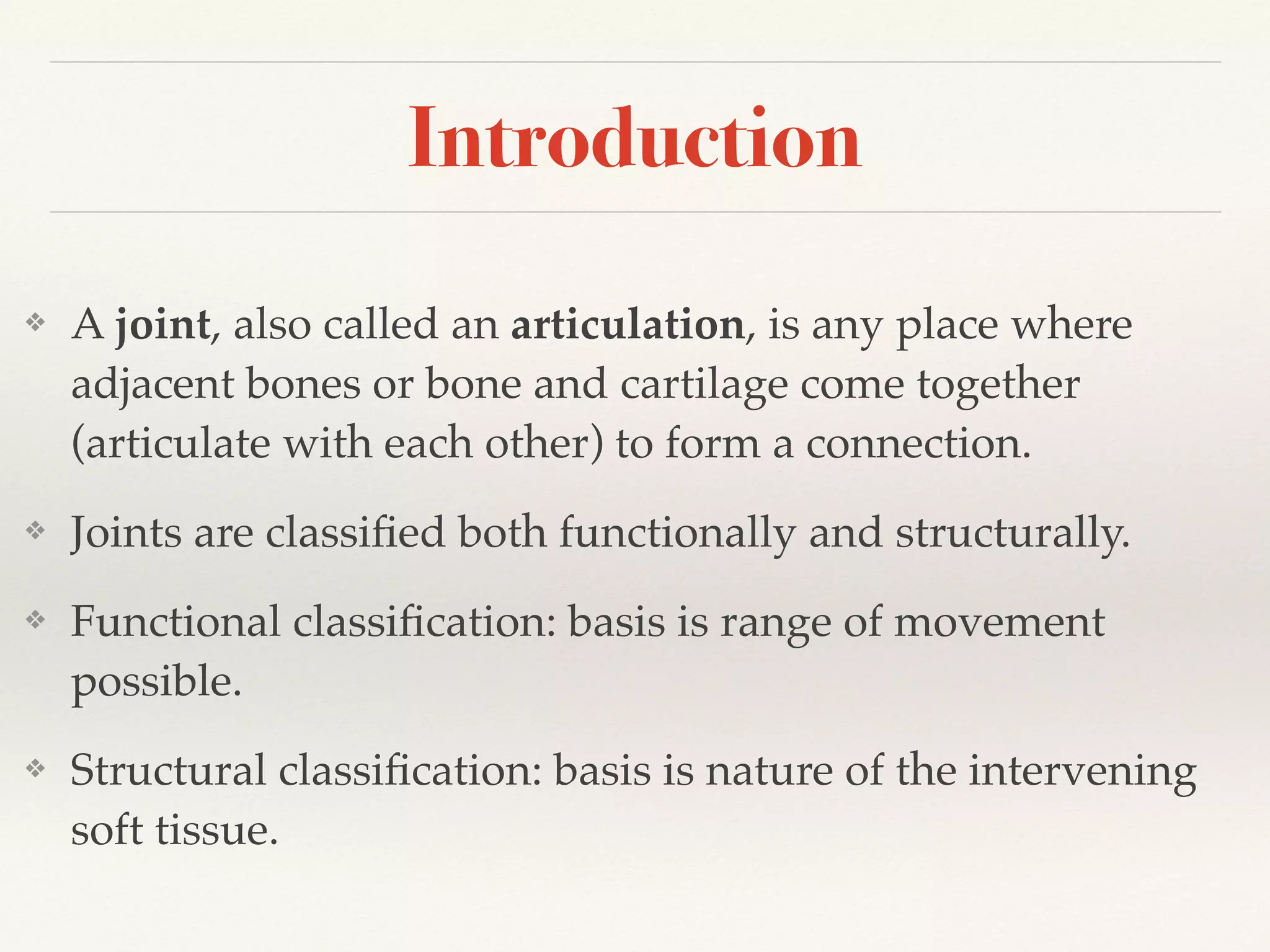 Classification of joints & joint mechanics | PDF