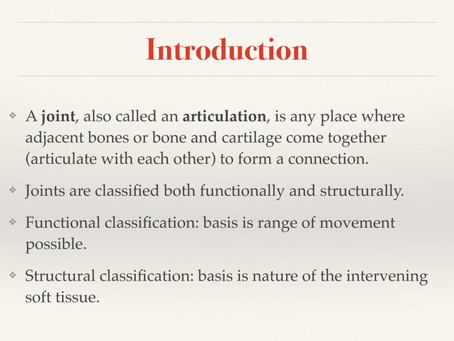 Classification of joints & joint mechanics | PDF