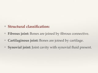 Classification of joints & joint mechanics | PDF