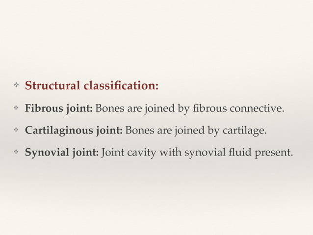Classification of joints & joint mechanics | PDF