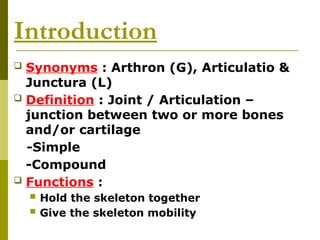 joints general anatomy of human body and | PPTX
