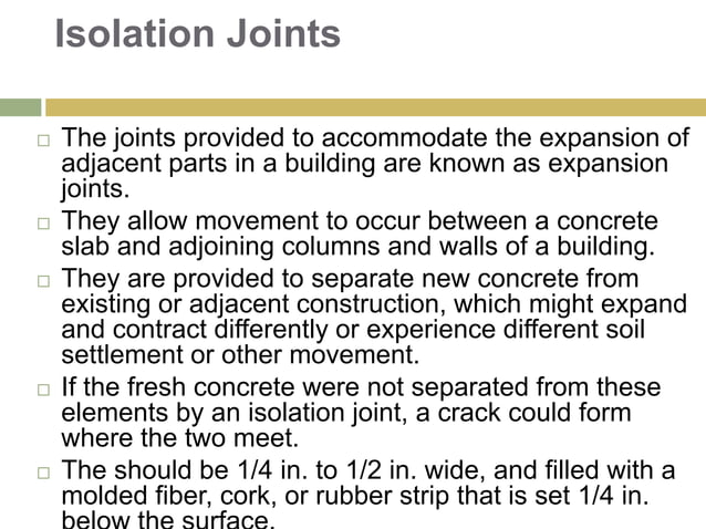Joints in concrete | PPTX | Civil Engineering Industry | Industries