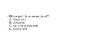 Multiple choice questions on human body Joints.pptx