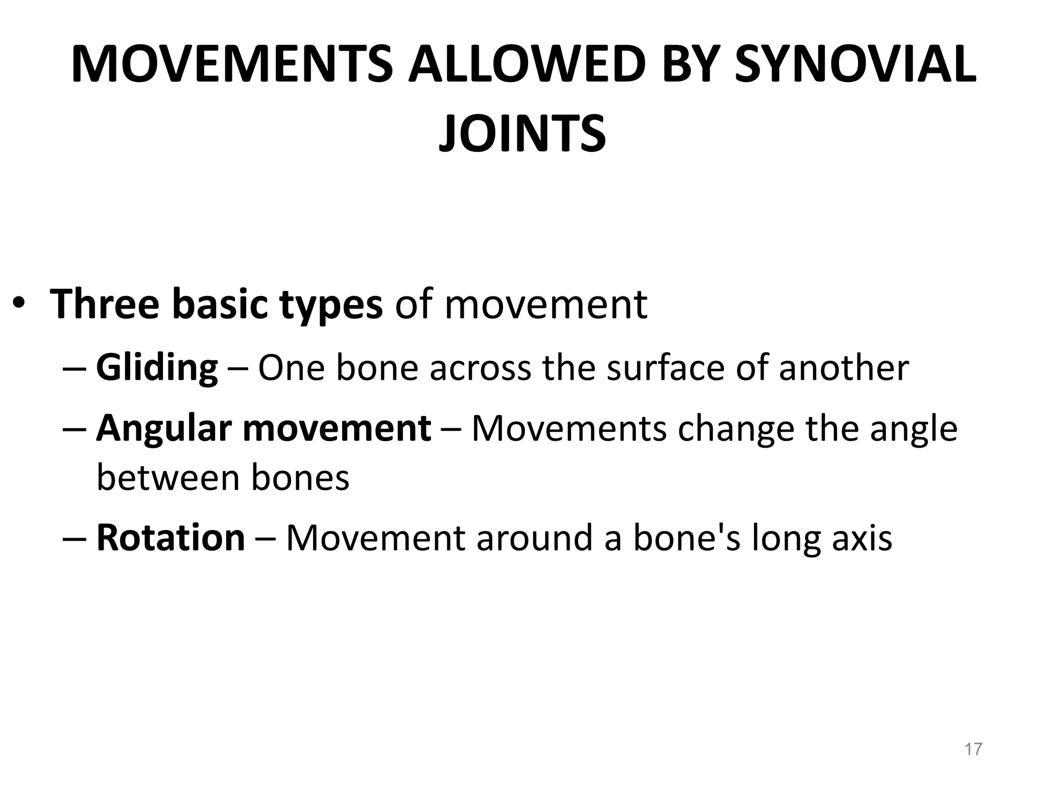 Joints and movements | PPTX | Death, Injury, or Military Conflict ...