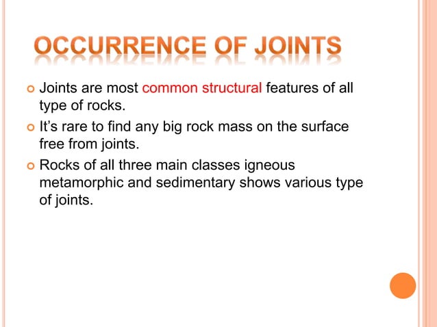 JOINTS - GEOLOGY | PPTX | Geology | Science