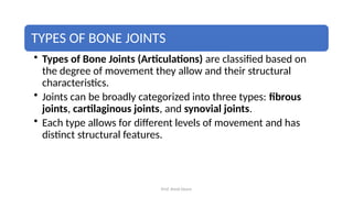 Skeletal System (Joints) First Year B Pharm Semester I | PPTX