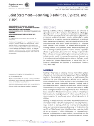 Joint Statement On Dyslexia | PDF