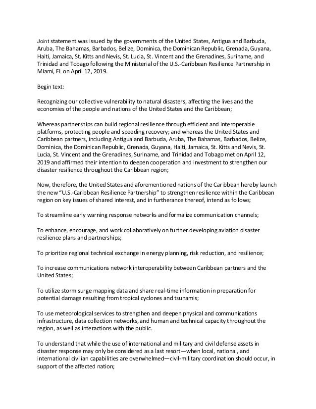 Joint statement was issued by the governments of the United States an…