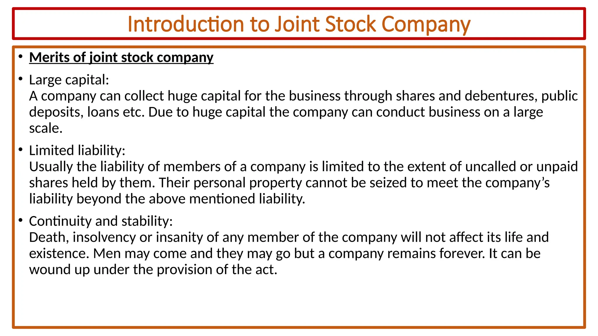 Joint Stock Company - features, characteristics | PPTX
