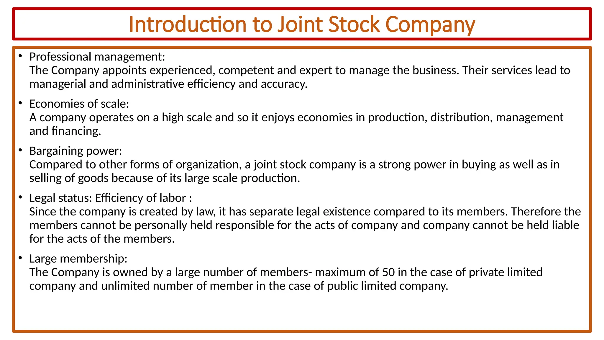 Joint Stock Company - features, characteristics | PPTX