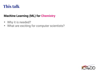 Machine Learning for Chemistry: Representing and Intervening | PDF