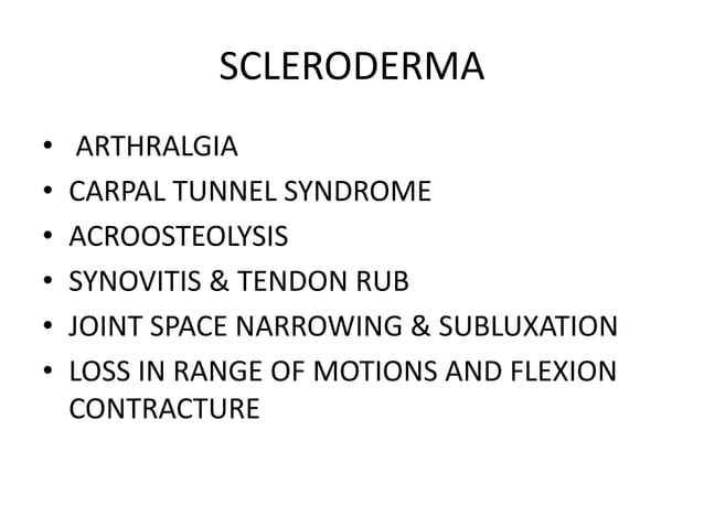 Joint syndrome differential diagnosis between scleroderma ...