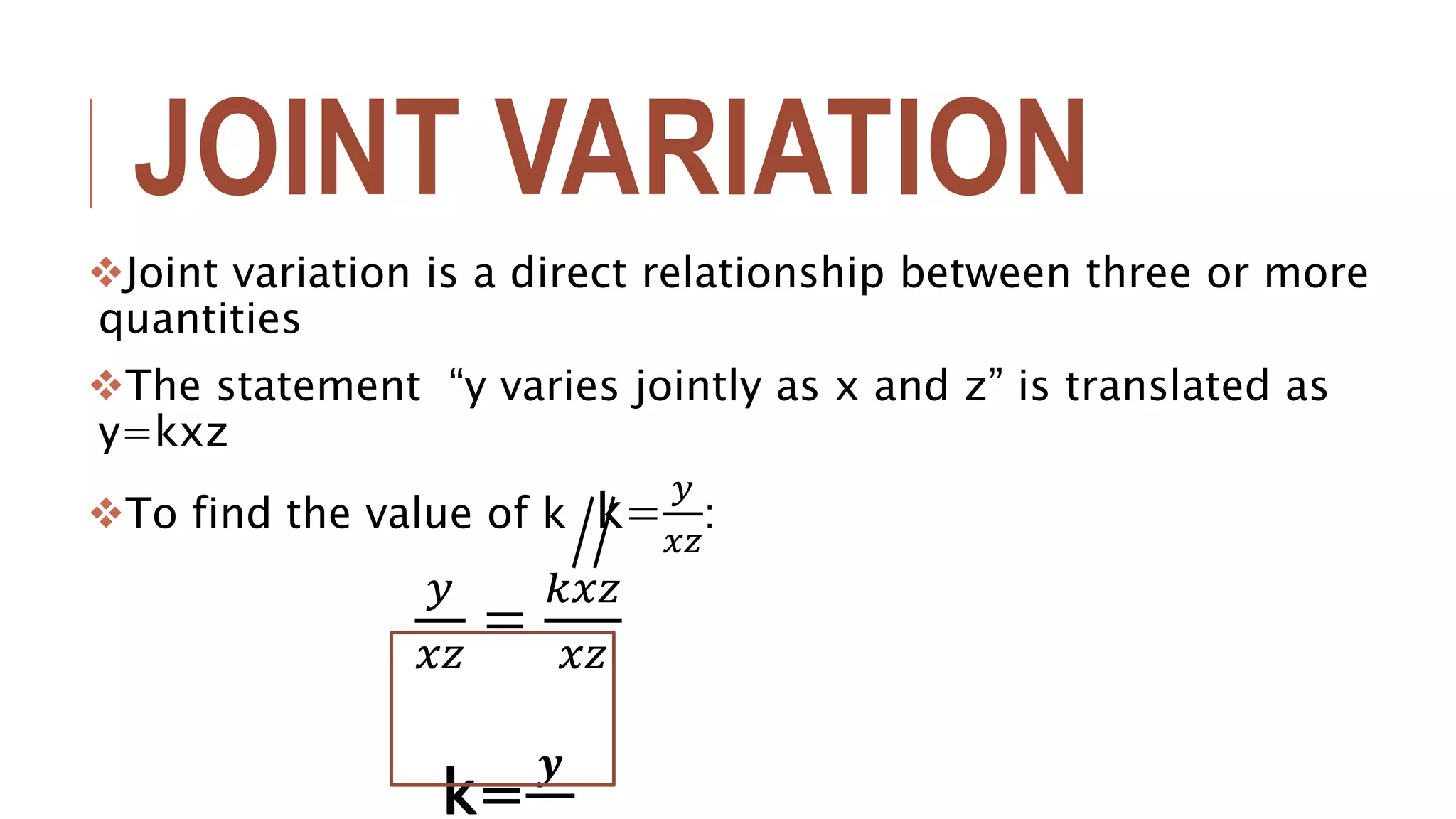 Joint variation | PPTX