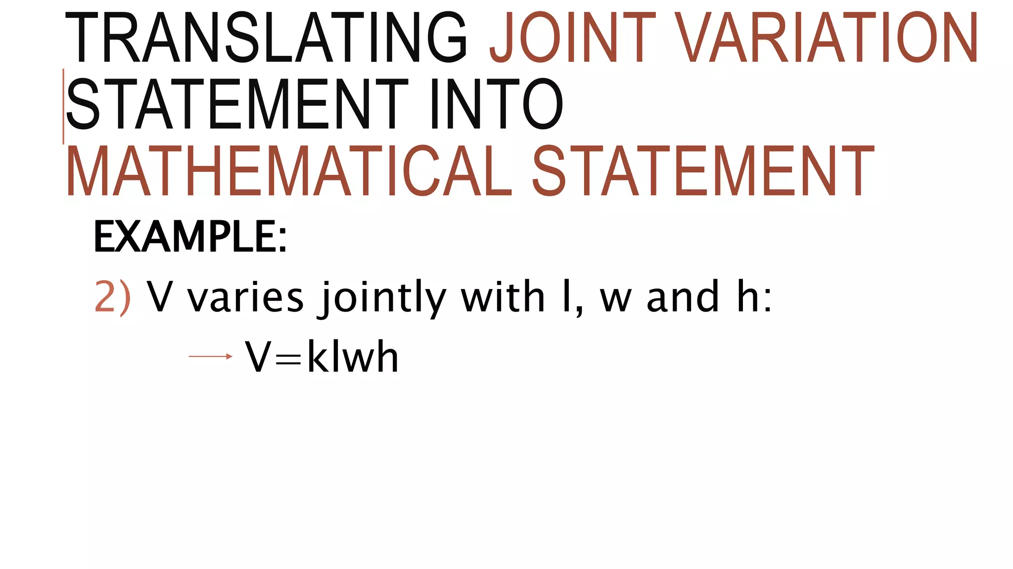 Joint variation | PPT