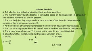 joint variation.pptx | Physics | Science