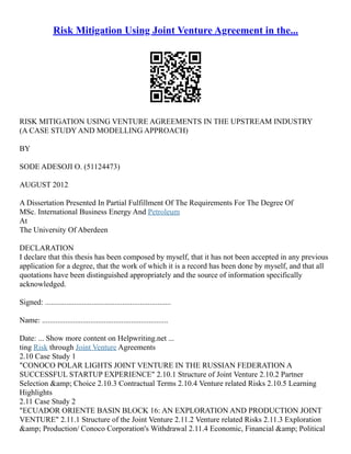 Joint Venture Failures | PDF