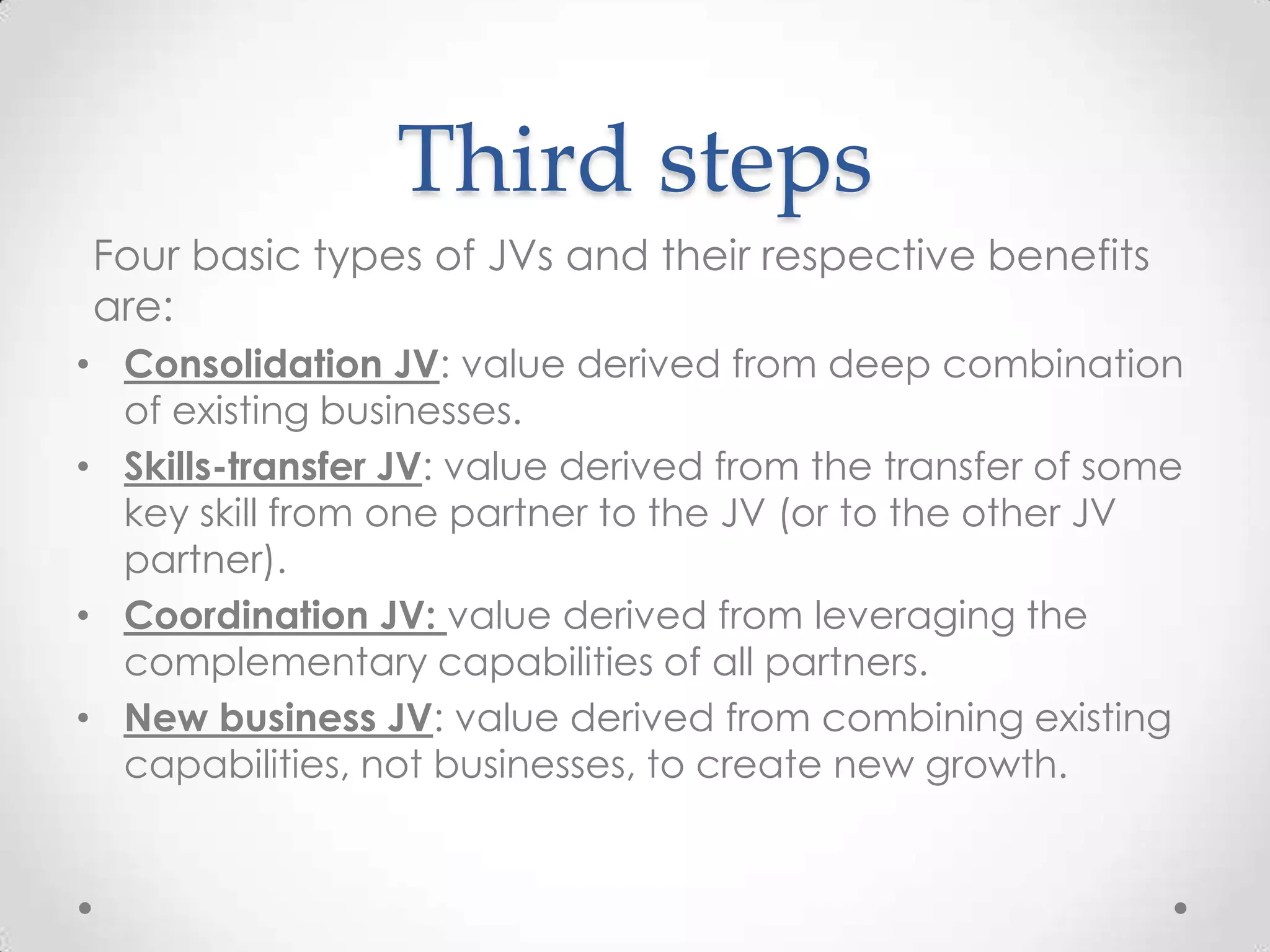 Joint venture key steps | PPTX