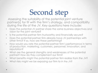 Joint venture key steps | PPTX