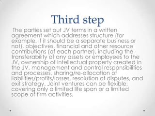 Joint venture key steps | PPTX