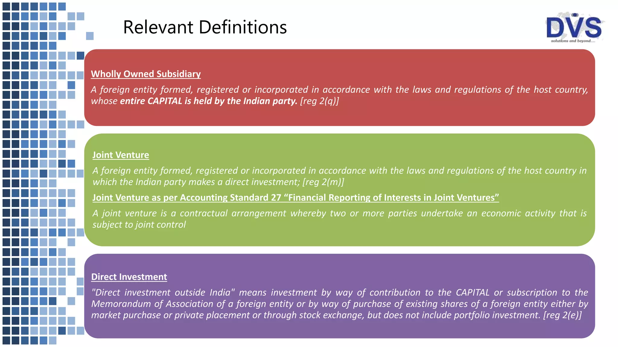 FEMA Regulations for Incorporation of WOS/JV/ Step-down Subsidiary ...
