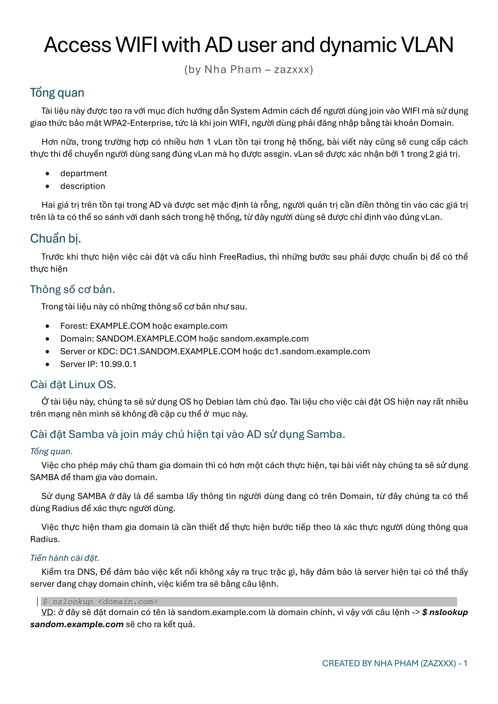 Join WIFI with AD and dynamic VLAN internetpdf | PDF