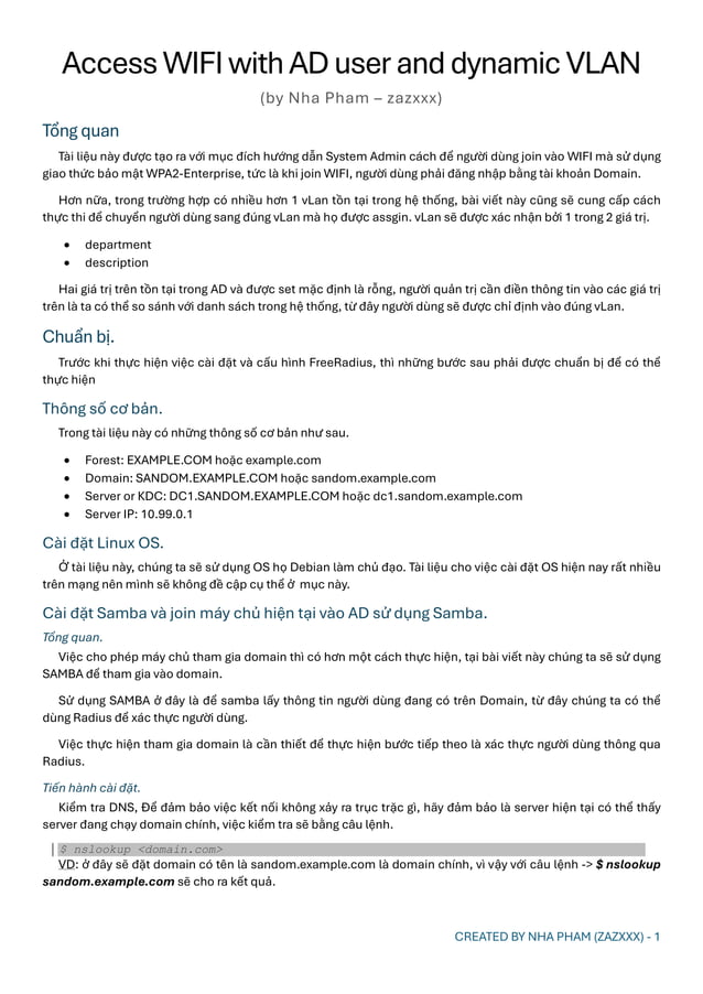 Join WIFI with AD and dynamic VLAN internetpdf | PDF