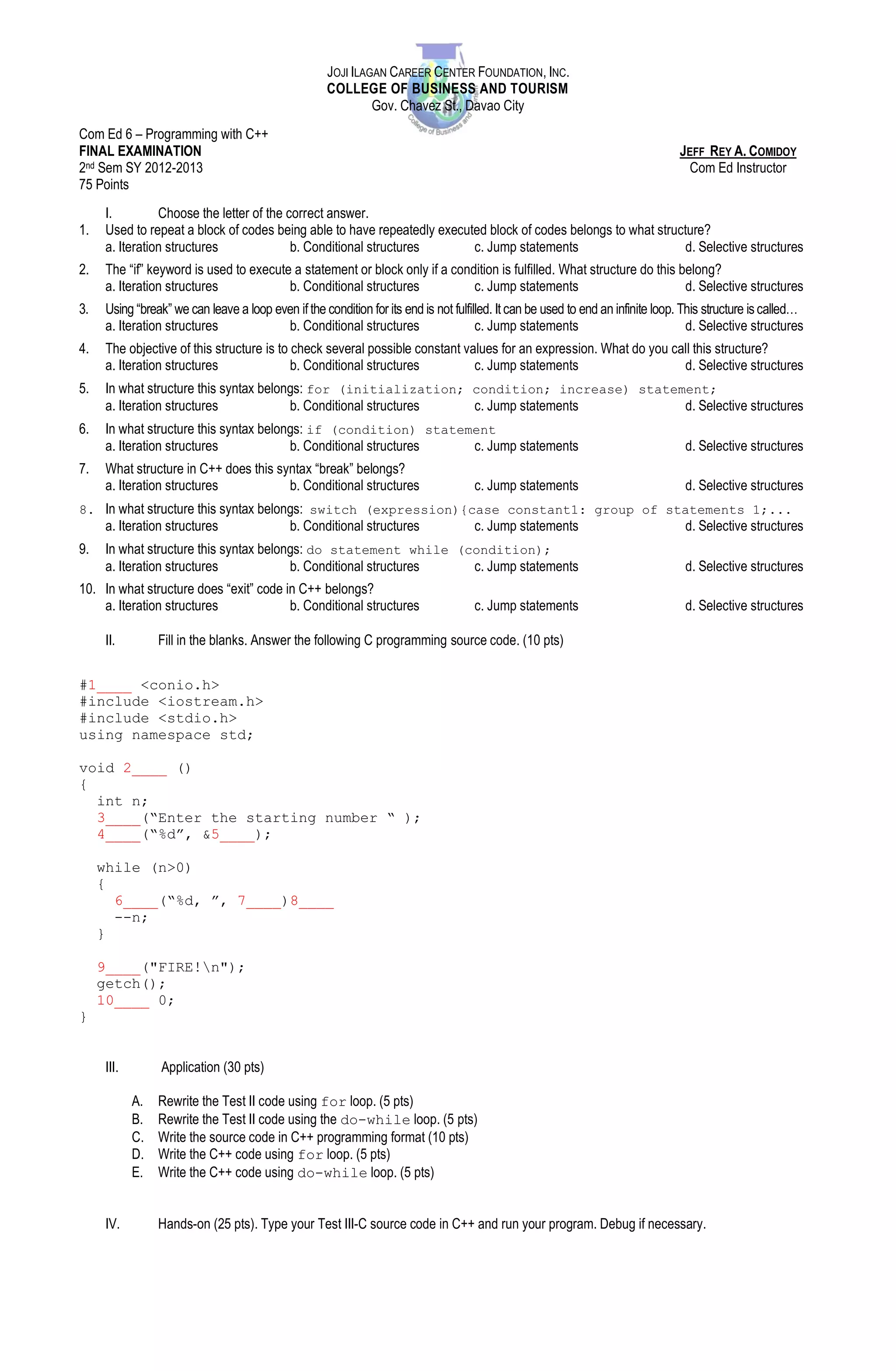 Joji ilagan career center foundation6final | PDF | Programming Languages | Computing