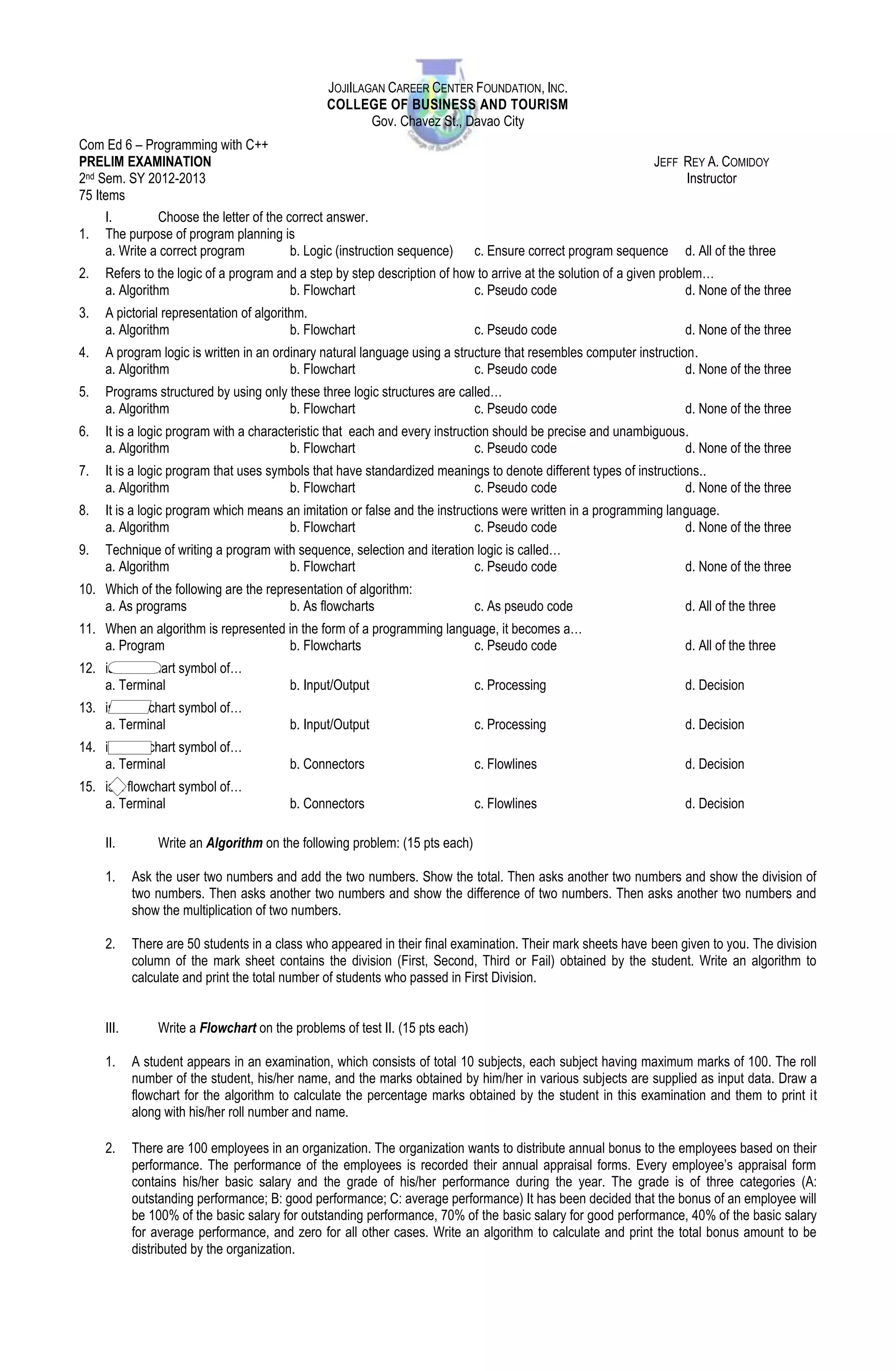 Com Ed 6 Prelim | DOCX