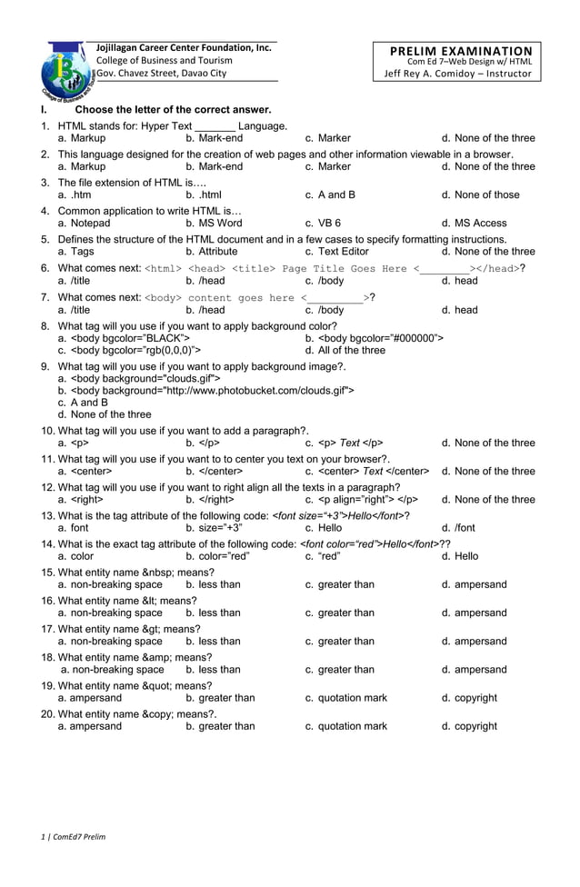 Com Ed 7 Prelim | PDF