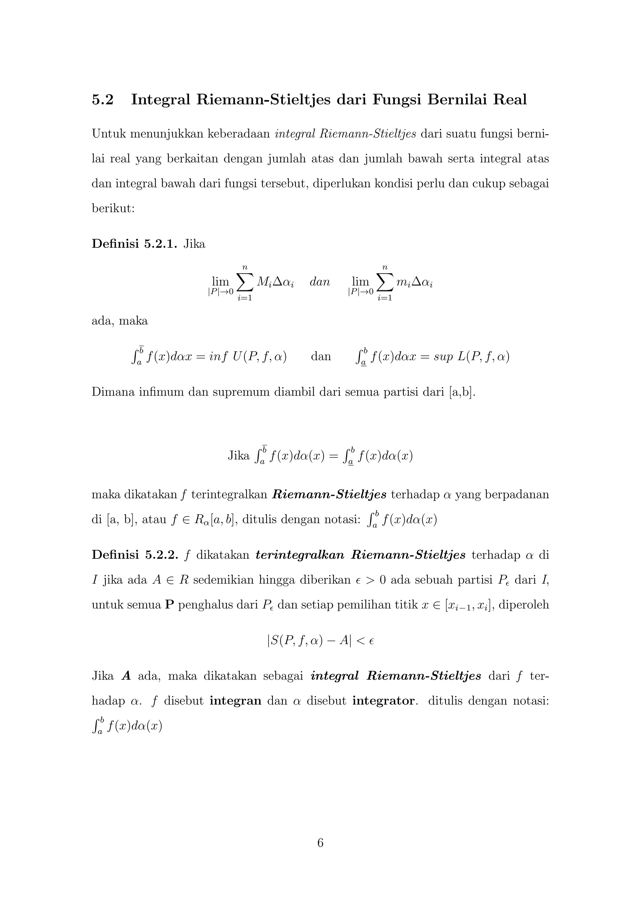 Integral Riemann Stieltjes | PDF