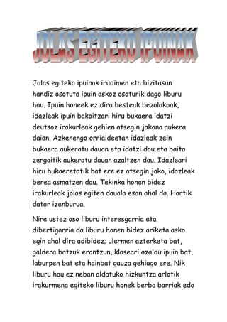 Jolas egiteko ipuinak | PDF