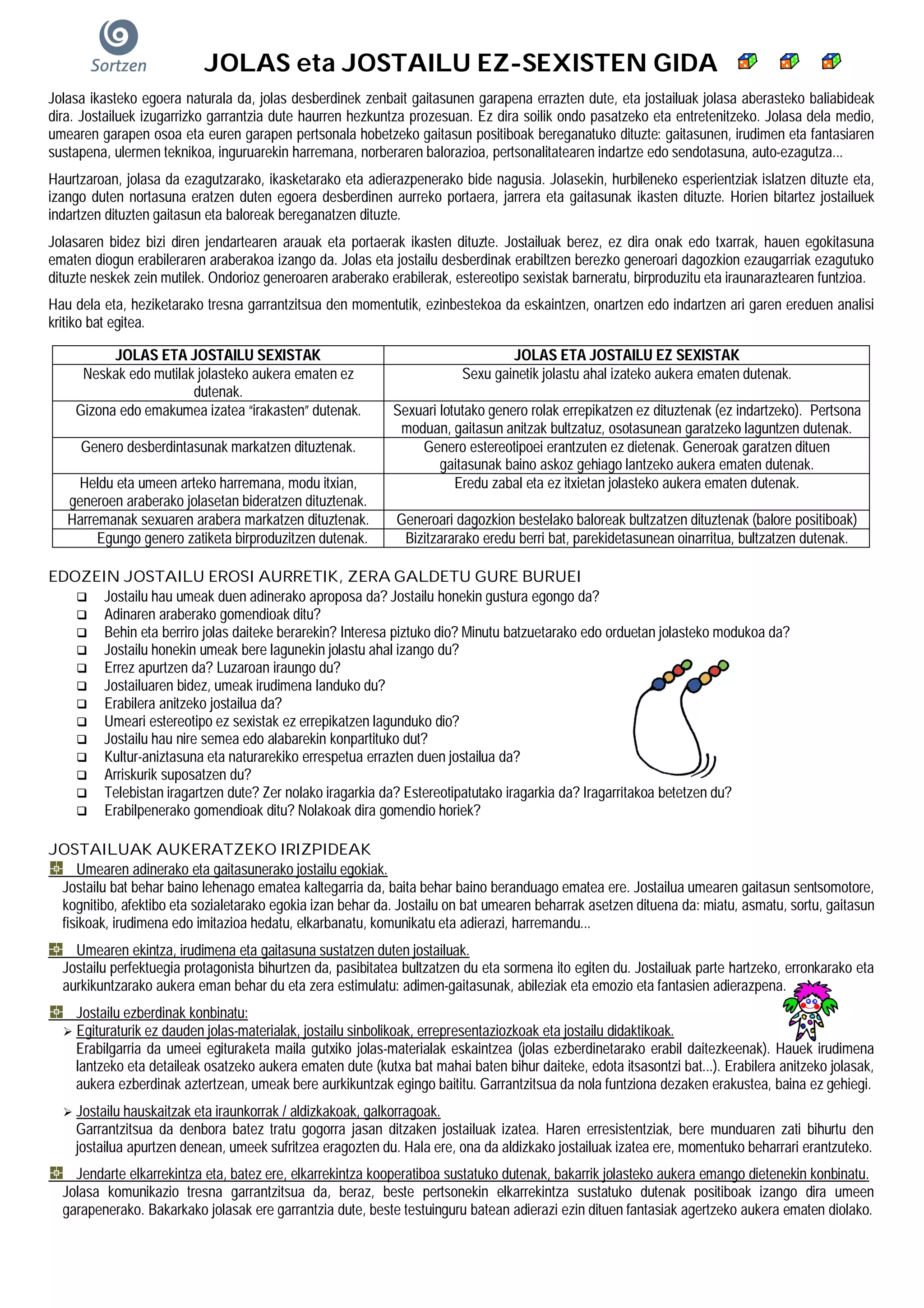 Jolas ez sexistak guras | PDF