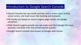 Want to know about Google search console? just click here. | PDF