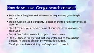Want to know about Google search console? just click here. | PPT