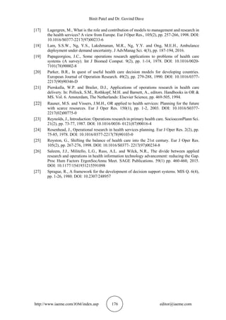 OPERATIONS RESEARCH TECHNIQUES AND ITS’ APPLICATION IN HEALTHCARE SERVICE DELIVERY DECISION ...