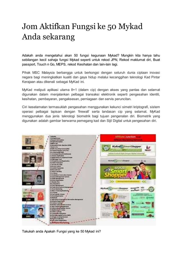 Jom aktifkan fungsi ke 50 mykad | PDF