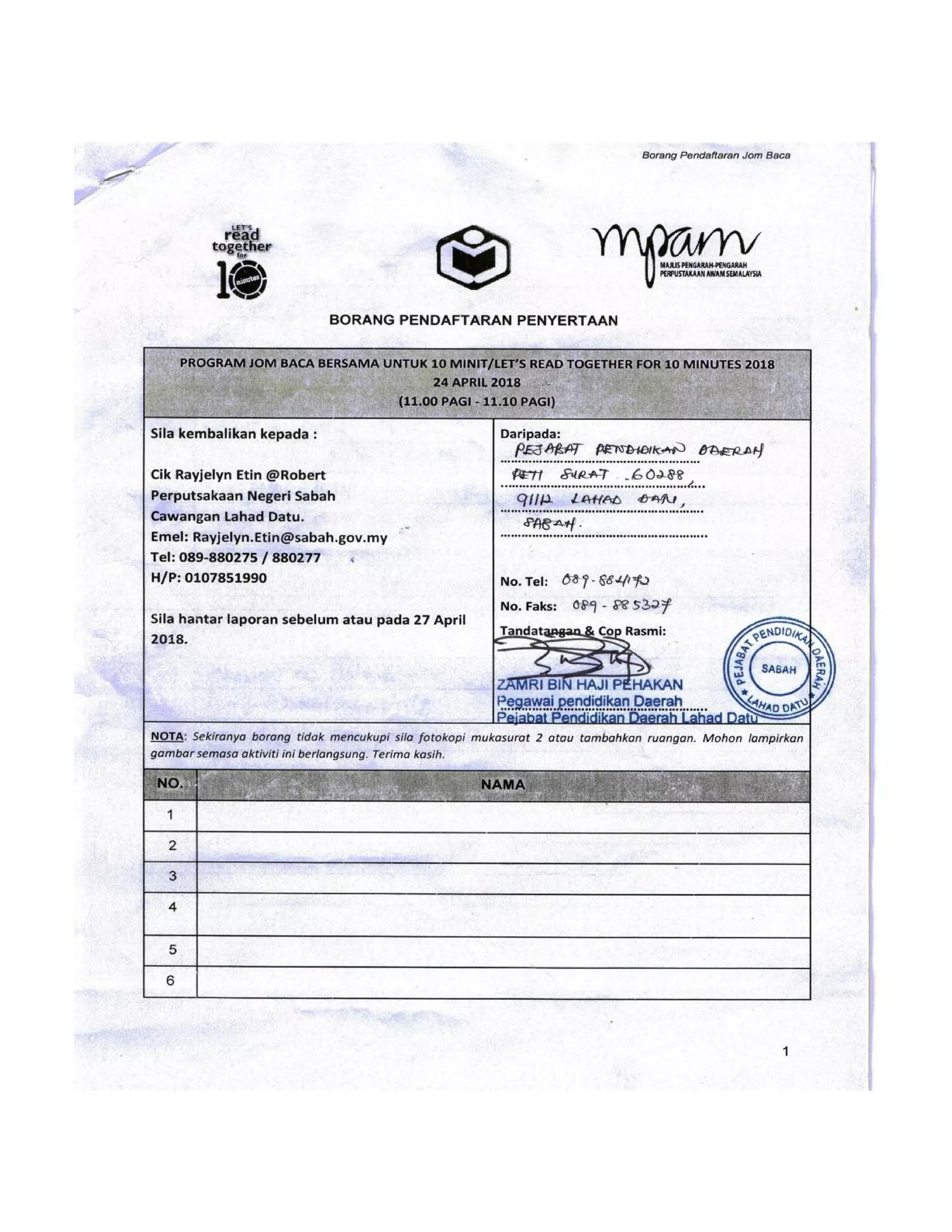 Jom baca 10 minit pejabat pendidikan daerah lahad datu | PDF