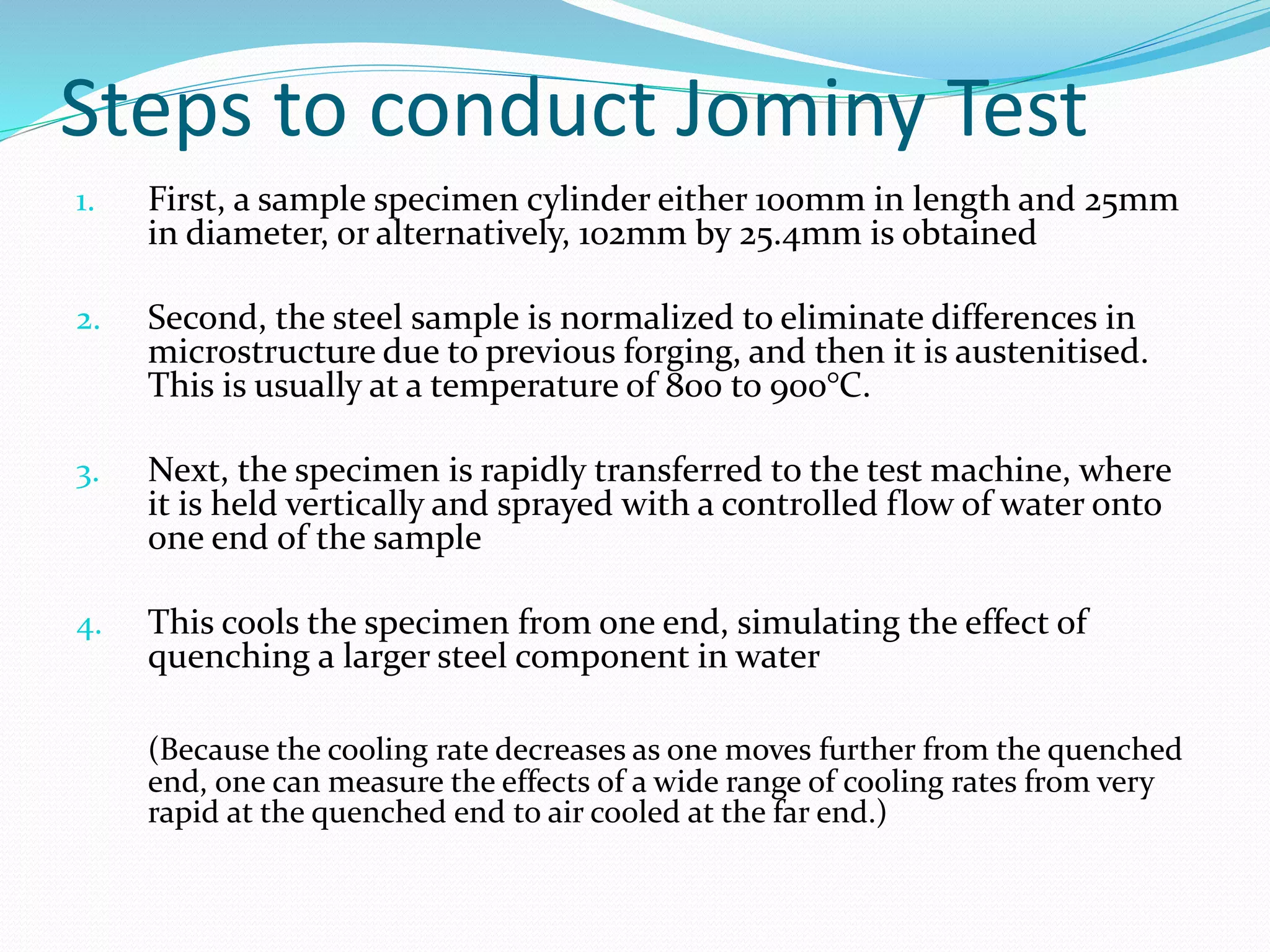 Jominy end quench hardenability test | PPTX