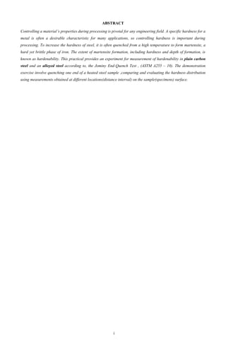 Hardeninig of steel (Jominy test)-CoET- udsm | PDF | Chemistry | Science