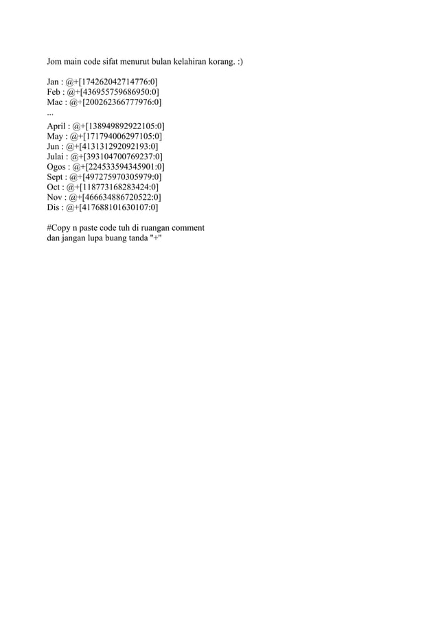 Jom main code sifat menurut bulan kelahiran korang | DOC