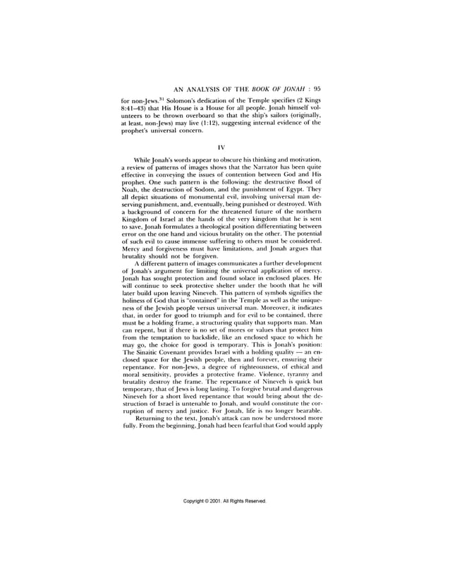 Jonah analysis and epilogue Rabbi Dr. Pinchas Kahn | PDF