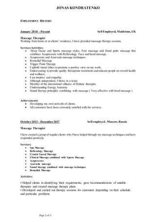Jonas cv massage | DOCX