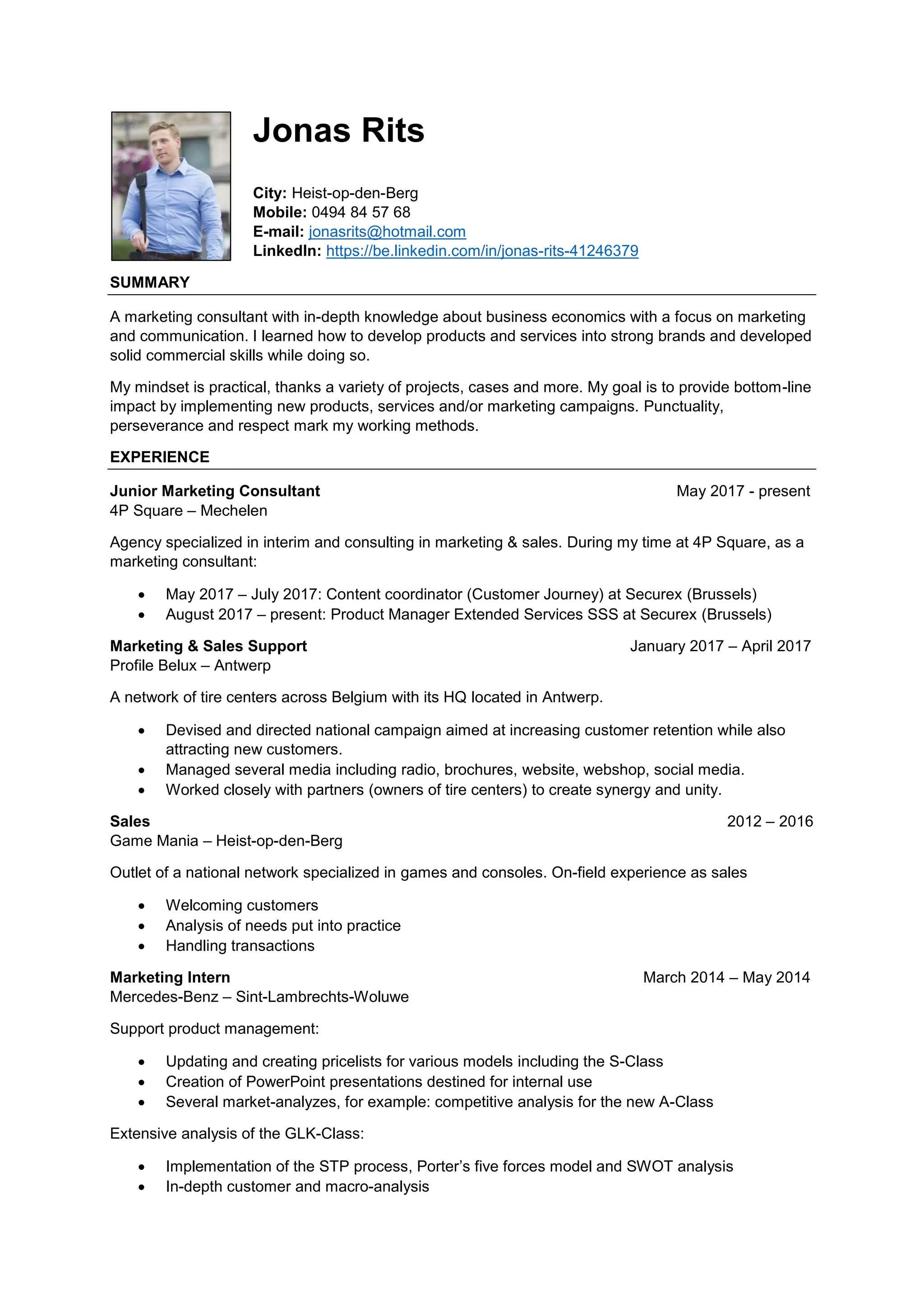 Jonas Rits - resume | PDF