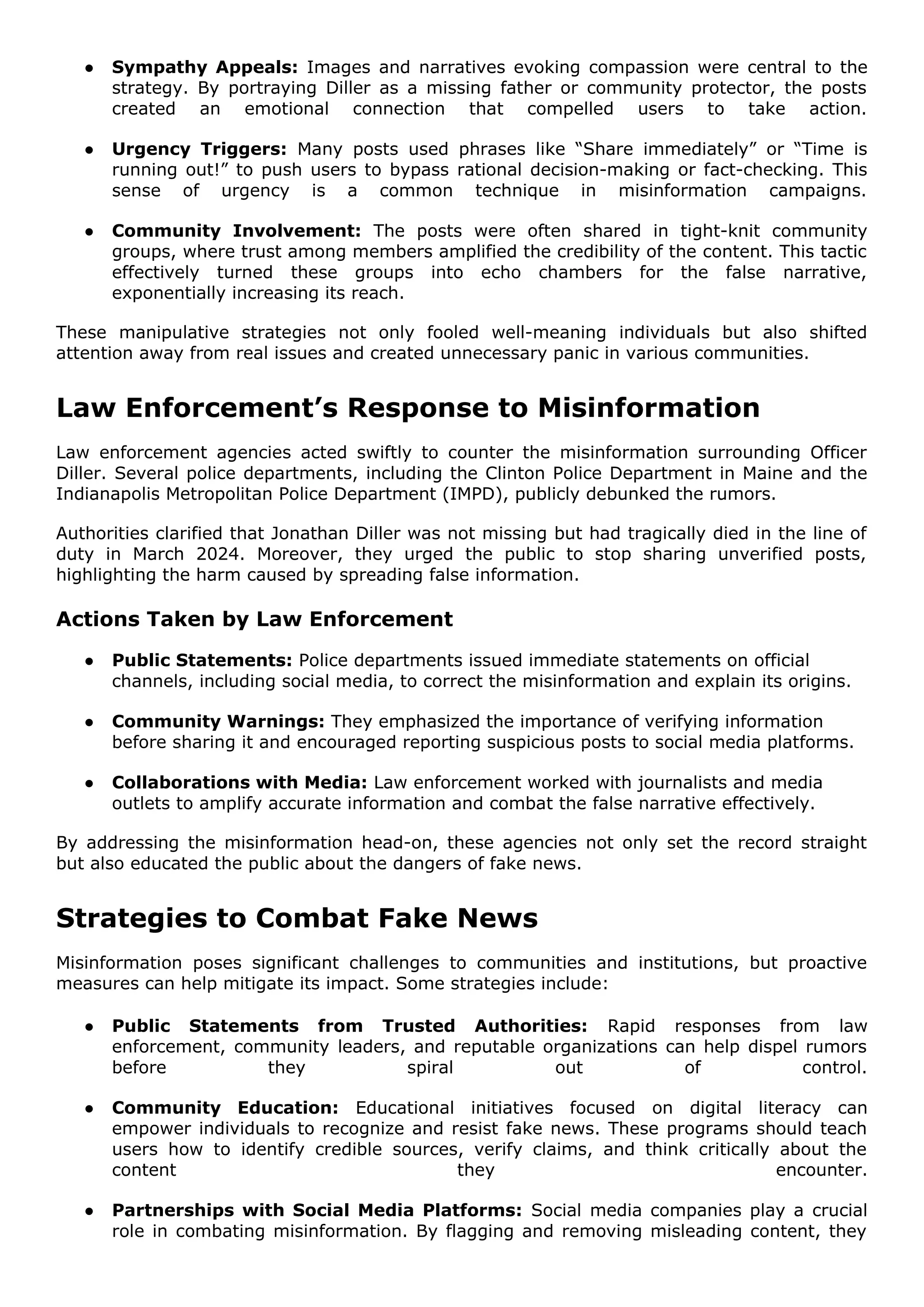 Jonathan Diller Missing: Impact of Fake News & Community | DOCX