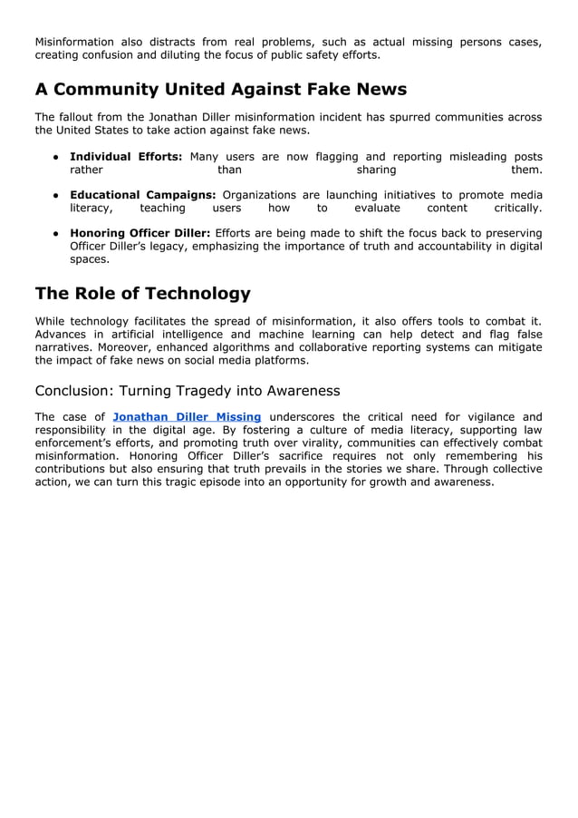 Jonathan Diller Missing: Impact of Fake News & Community | PDF