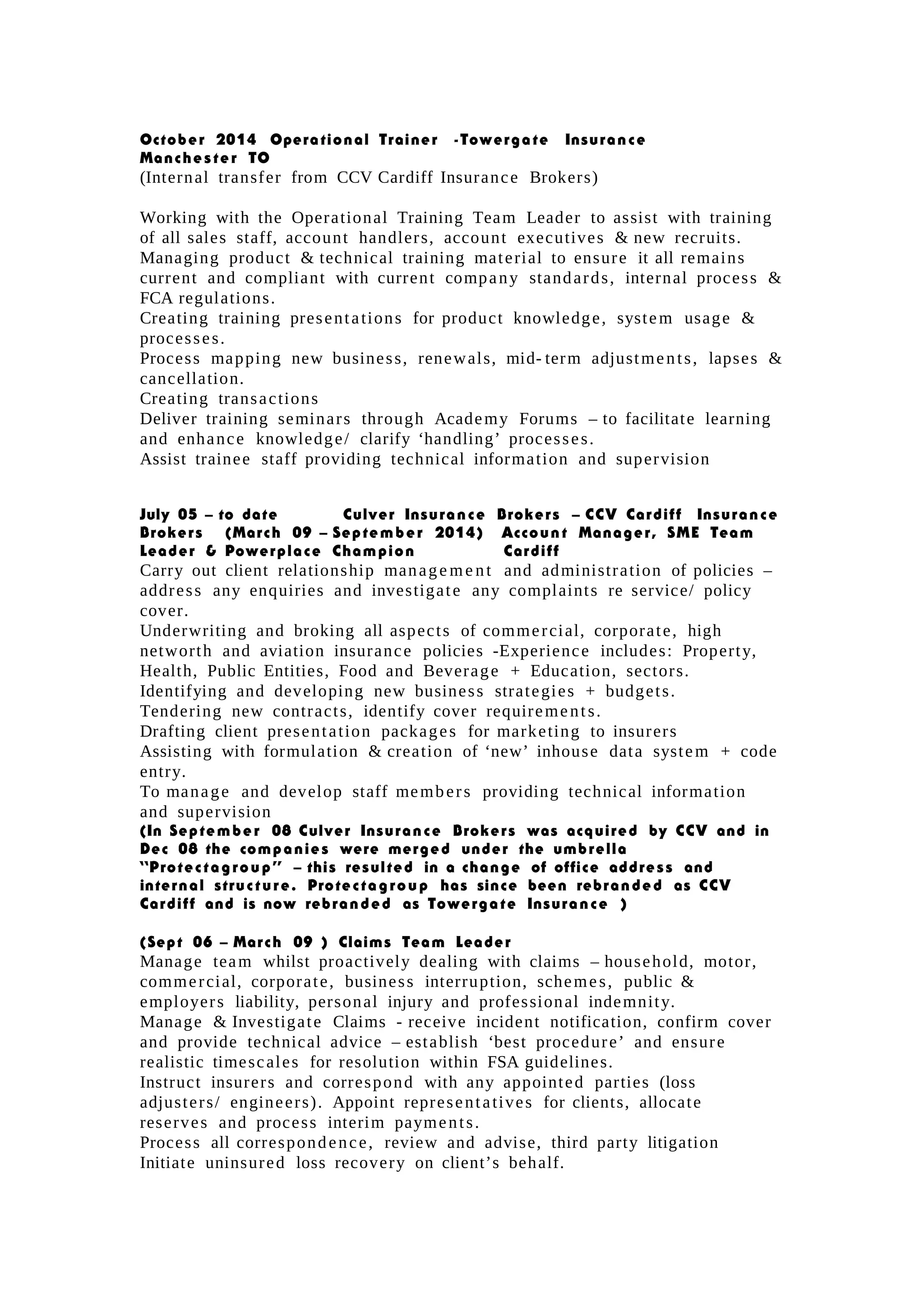 Jonathan lister cv update 9 | DOC