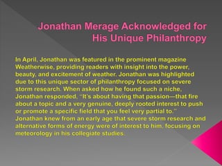 Jonathan merage: featured in the prominent magazine Weatherwise | PPT