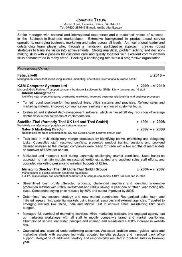 Jonathan Trelfa CV / Resumé | PDF