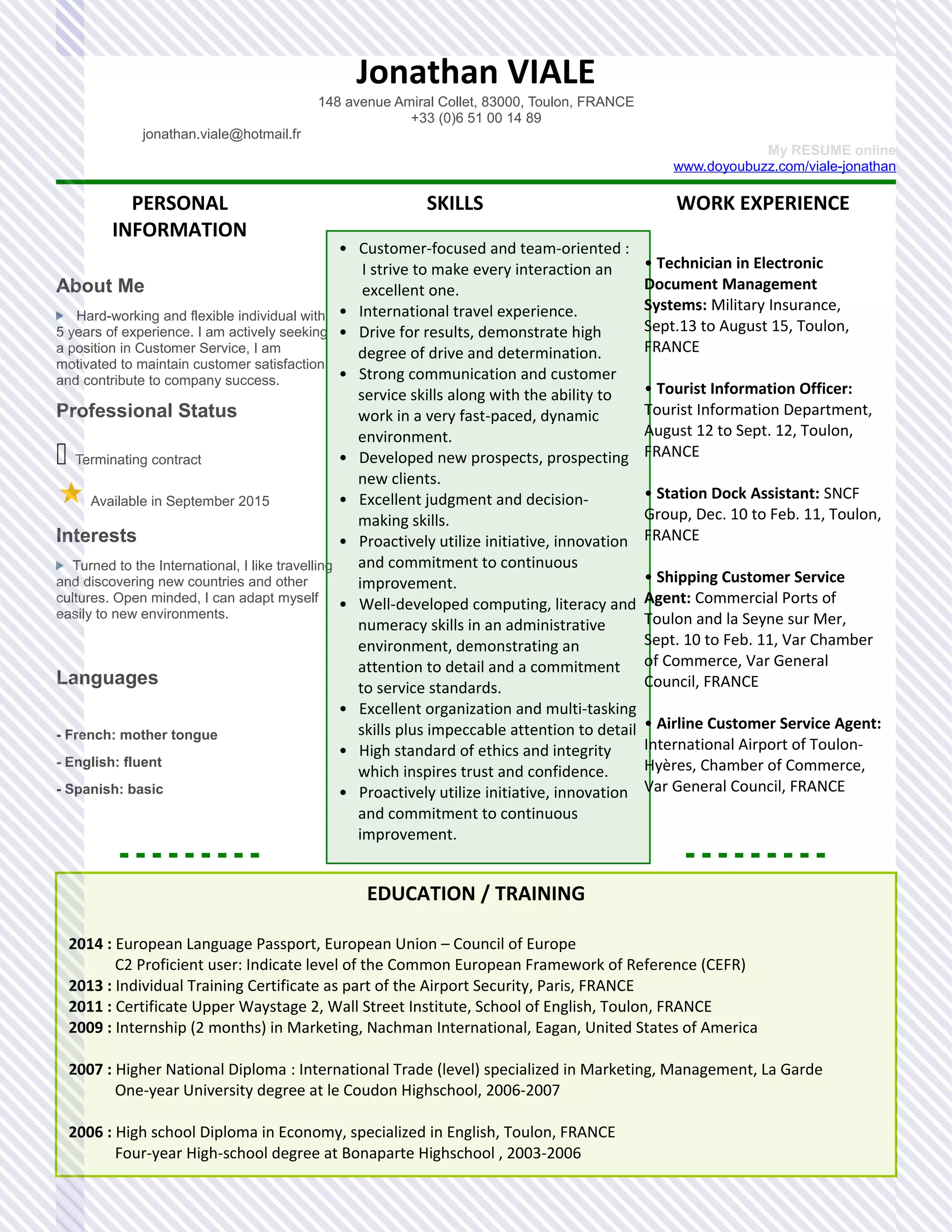 Jonathan viale RESUME | DOC