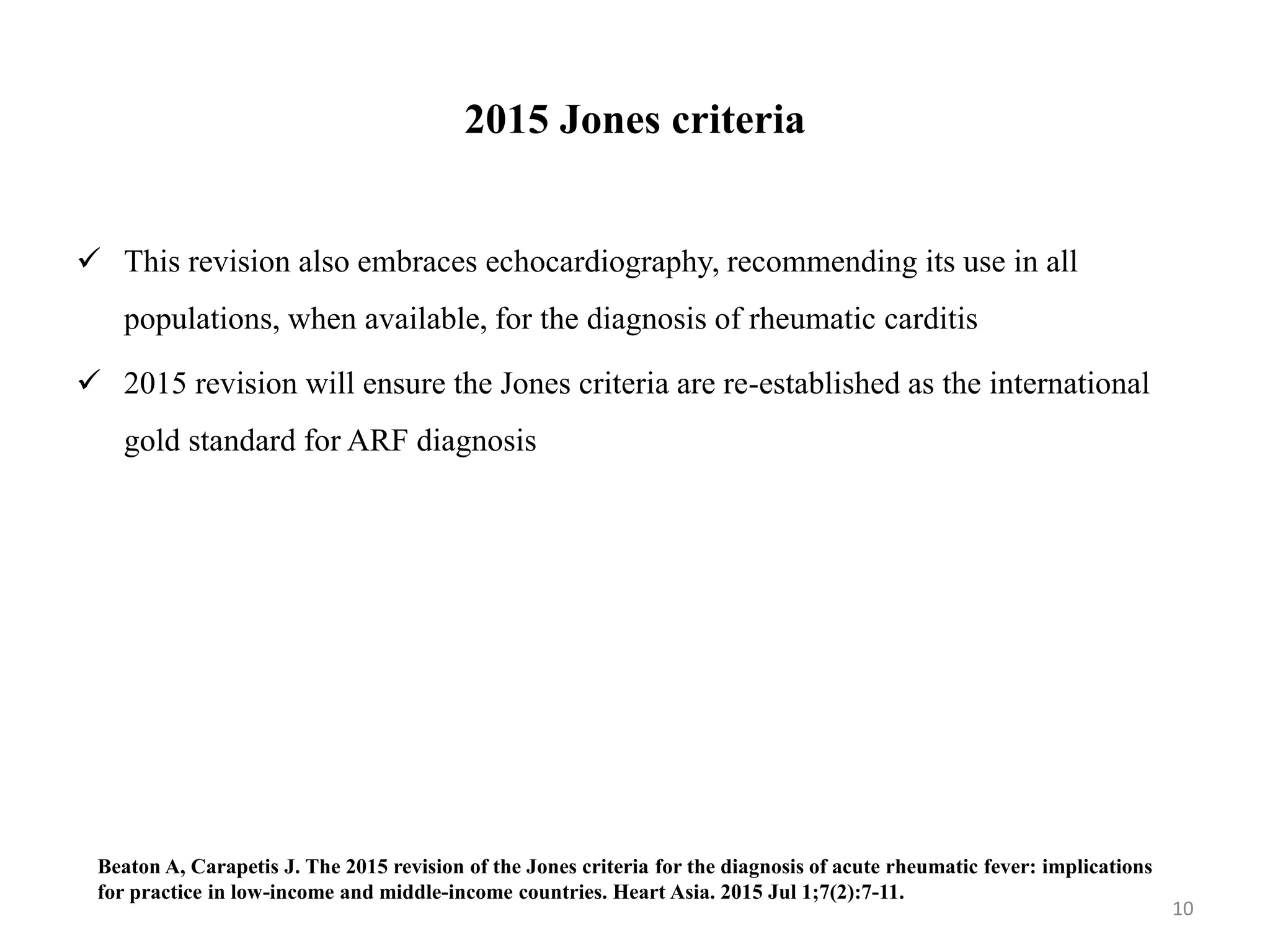 2015 Jones criteria for the diagnosis of rheumatic fever | PPTX